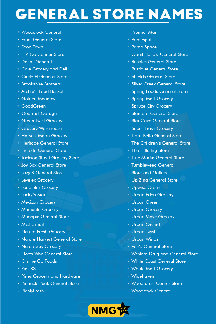 General Store Name Generator 1000 General Store Name Ideas